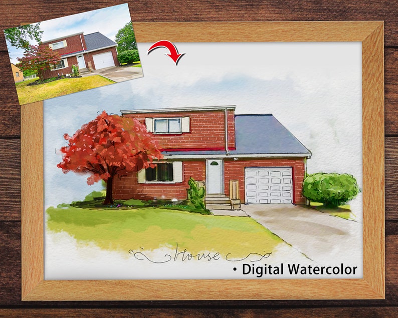 Custom House Portrait Watercolor, Custom House Painting, Home ...