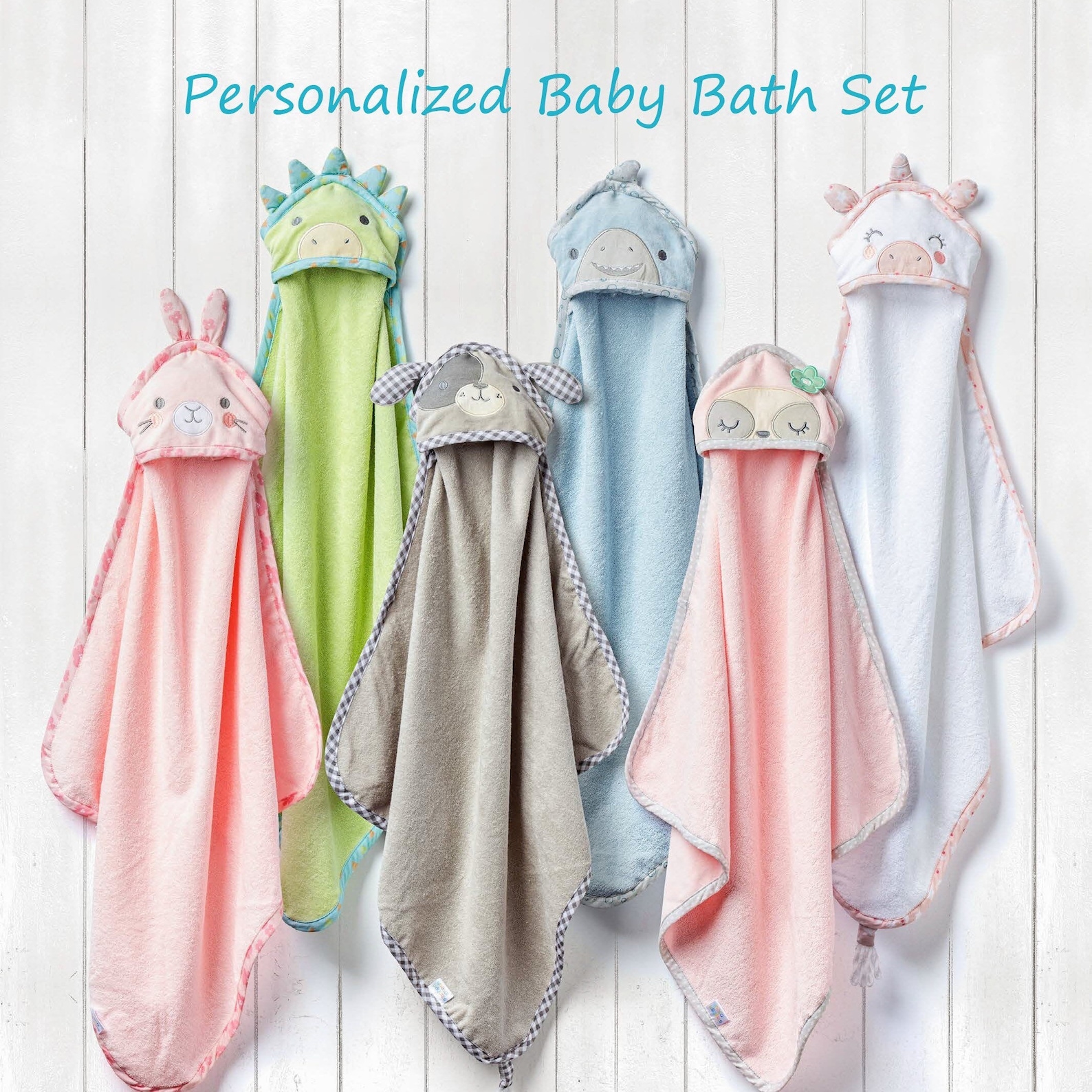 Personalized Baby Bath Set- Hooded Bath Towel for Baby-monogrammed Baby ...