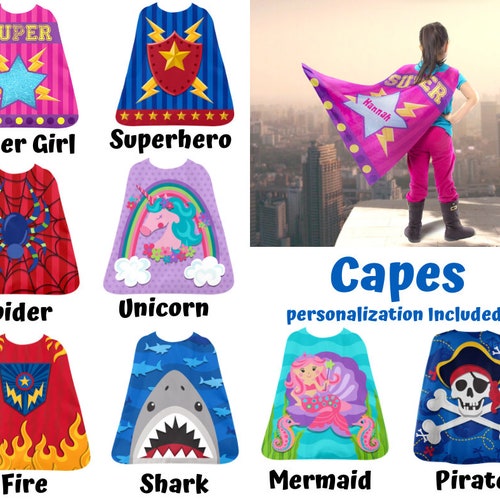 Kids Personalized Cape Girls Cape Boys Cape Kids | Etsy