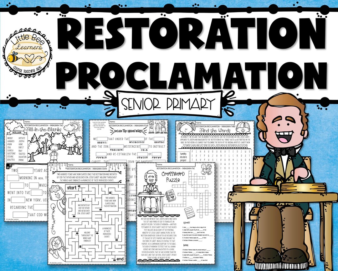 Restoration Proclamation Activity Pages for Senior Primary - Etsy