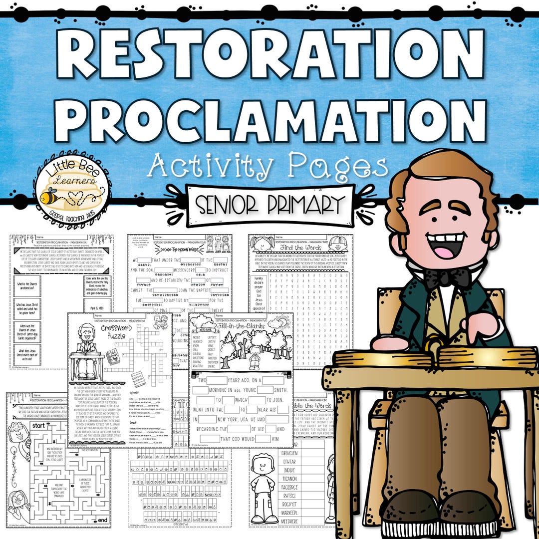 Restoration Proclamation Activity Pages - Senior Primary - Etsy Restoration Proclamation Activity Pages - Senior Primary - Etsy