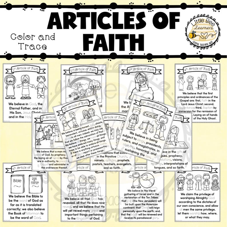 Articles of Faith - Trace and Color - Junior Primary - Etsy