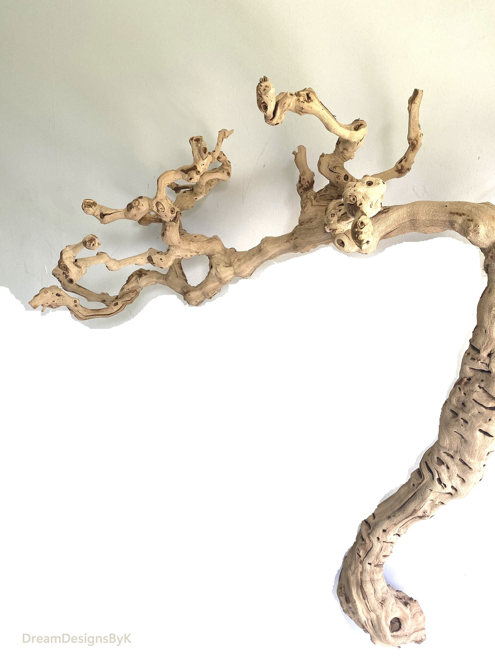 Large Grape Vine Tree Wall Art: Sandblasted Natural Wood Sculpture (63 ...