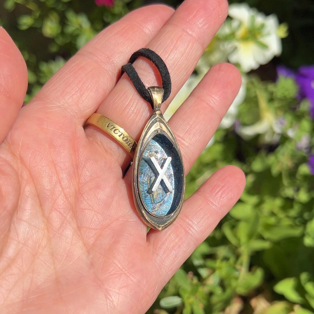 Gebo Rune - Bilateral Pendant . Runic Amulet . Rune Gebo - Partnership ...