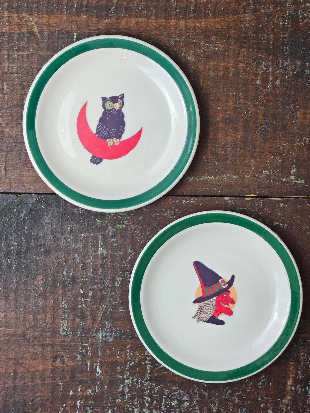 Set of 2 Redesigned/upcycled Vintage China Classic Halloween Trinket ...