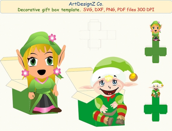 3D Sweet Box Template. Gift Elf Gnome Santa Love - Etsy