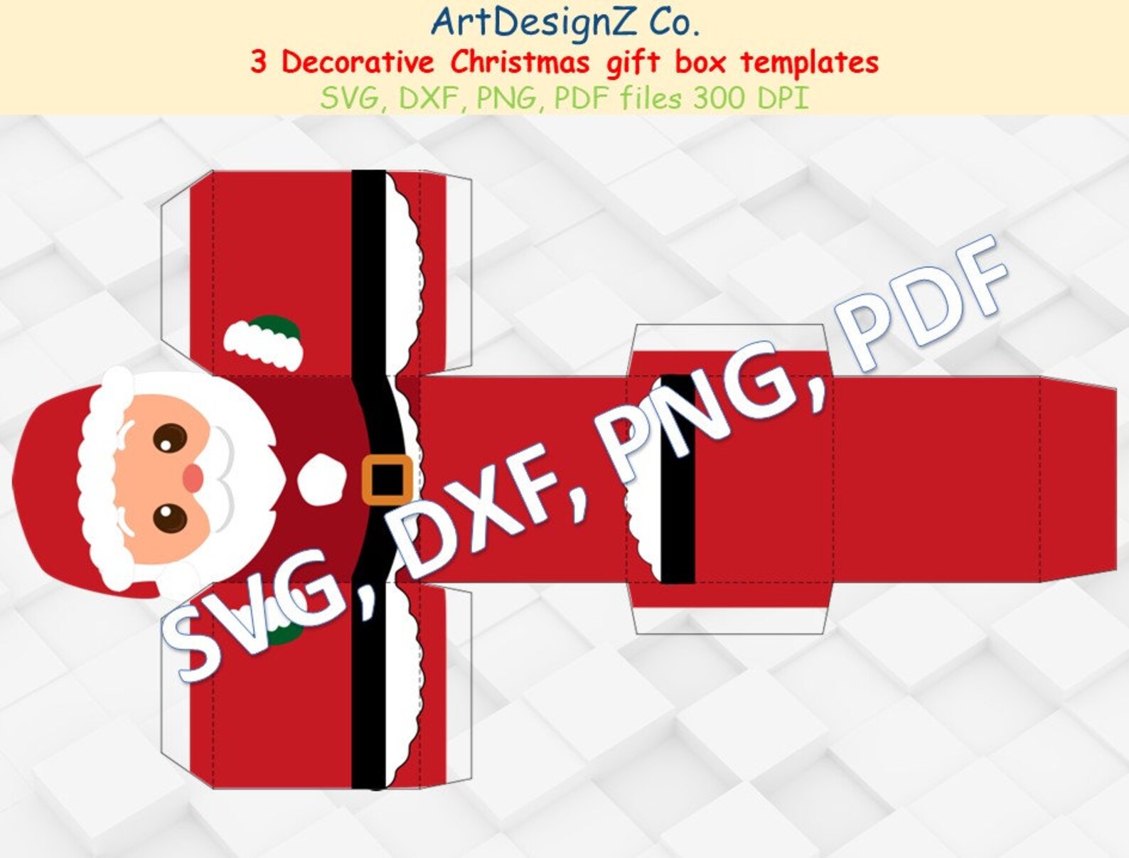 Total of 22 Files. Beautiful Christmas Gift Box Templates. - Etsy