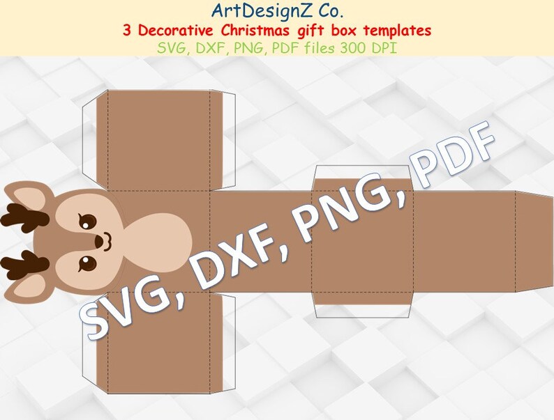 Total of 22 Files. Beautiful Christmas Gift Box Templates. - Etsy