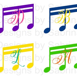 MUSICAL MONOGRAM DECAL, Music Notes Monogram Vinyl Decal, Triplets ...