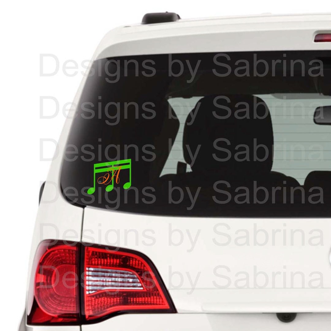 MUSICAL MONOGRAM DECAL, Music Notes Monogram Vinyl Decal, Triplets ...