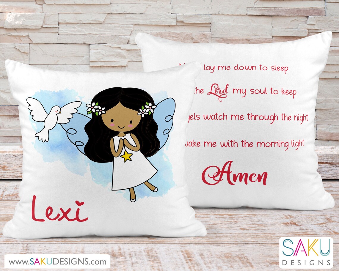 Girl Angel Now I Lay Me Down to Sleep Pillow-personalized Pillow ...
