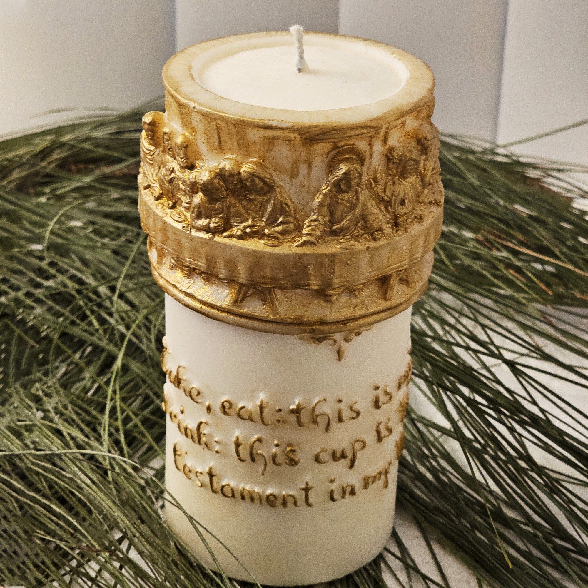 Last Supper of Jesus Christ Large Beautiful Pillar Handmade Palm Candle ...