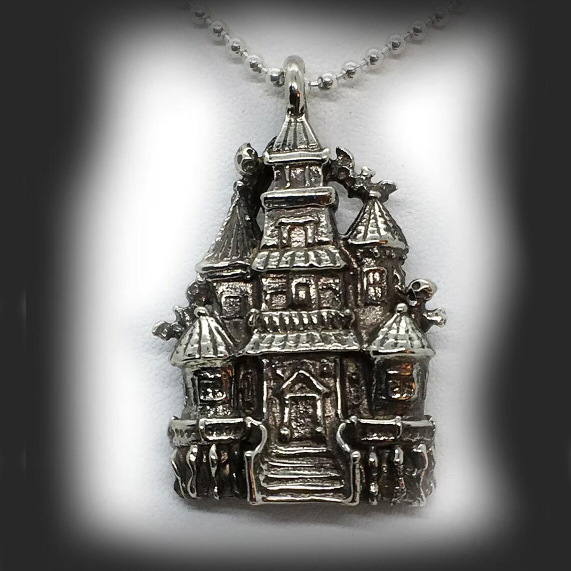 Halloween Haunted House Sterling Silver Pendant - Etsy