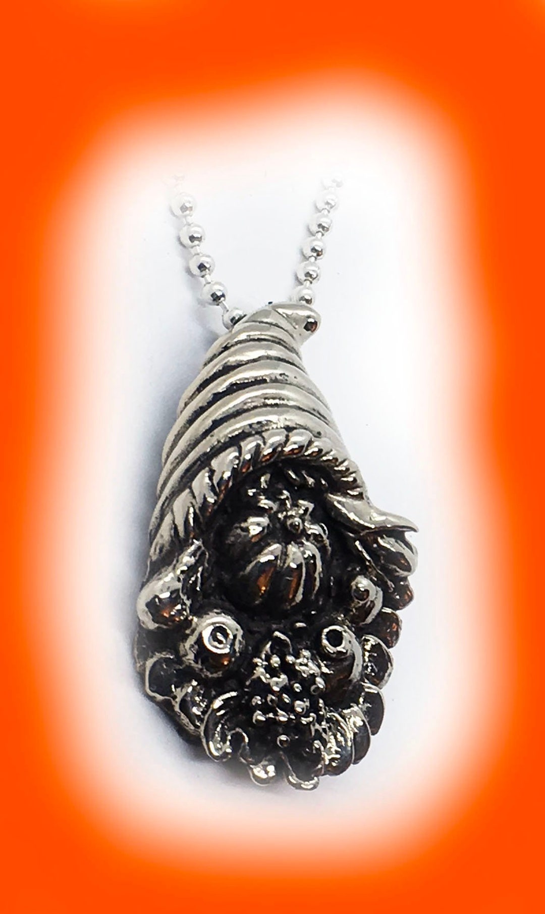 Thanksgiving Cornucopia Sterling Silver Pendant - Etsy