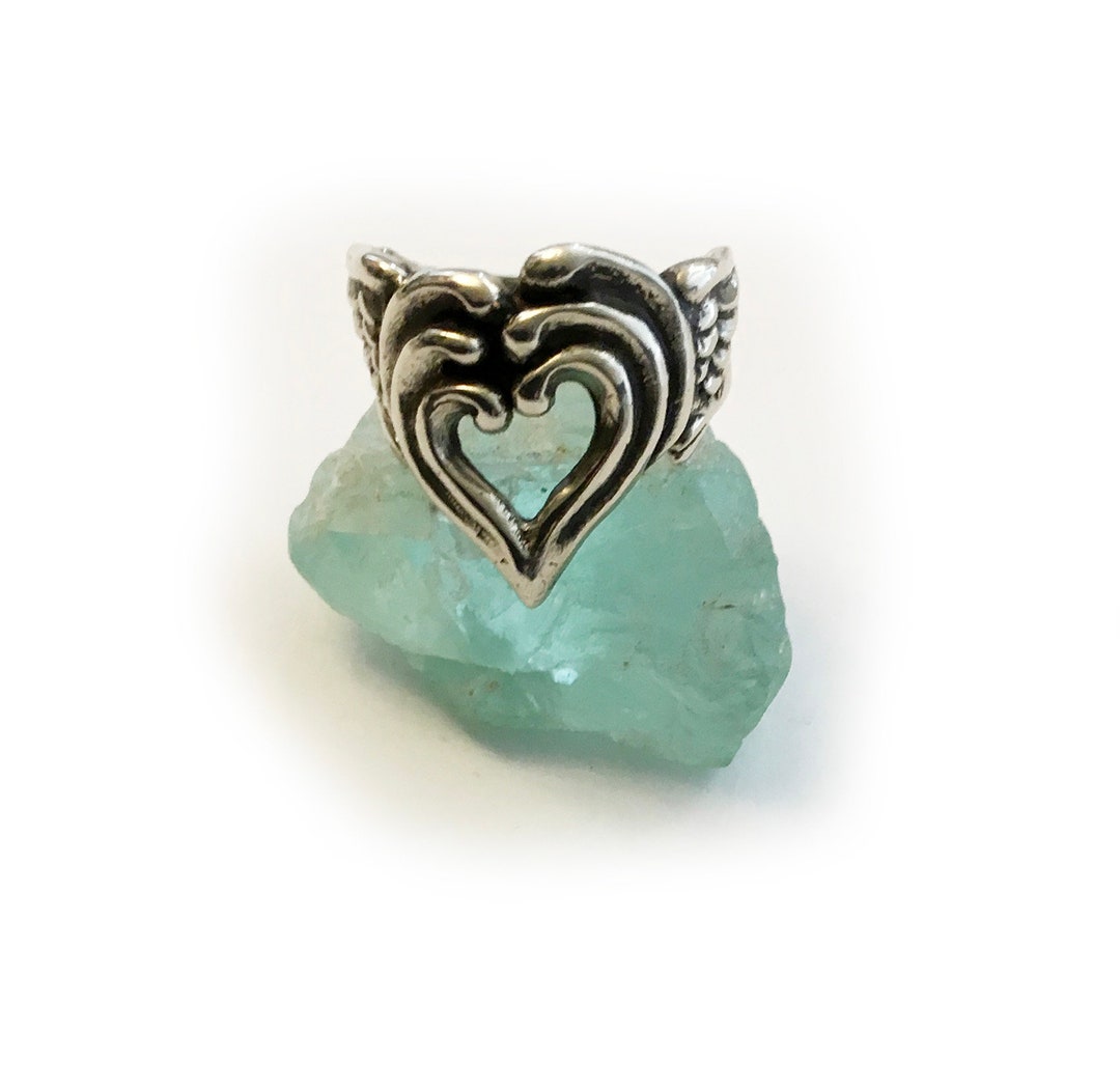 Heart Wings Sterling Silver Ring - Etsy