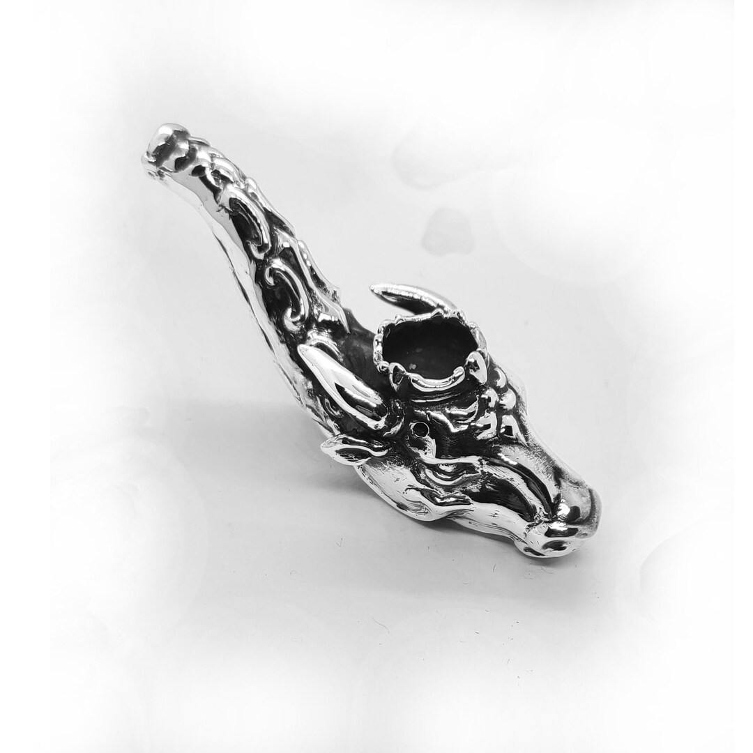 Ox Head Unique Smoking Silver Pipe. Art Handmade Cute Tobacco Pipes ...