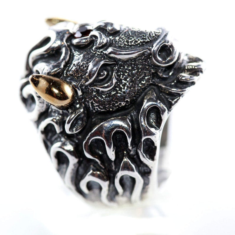 Bison Sterling Silver Ring - Etsy