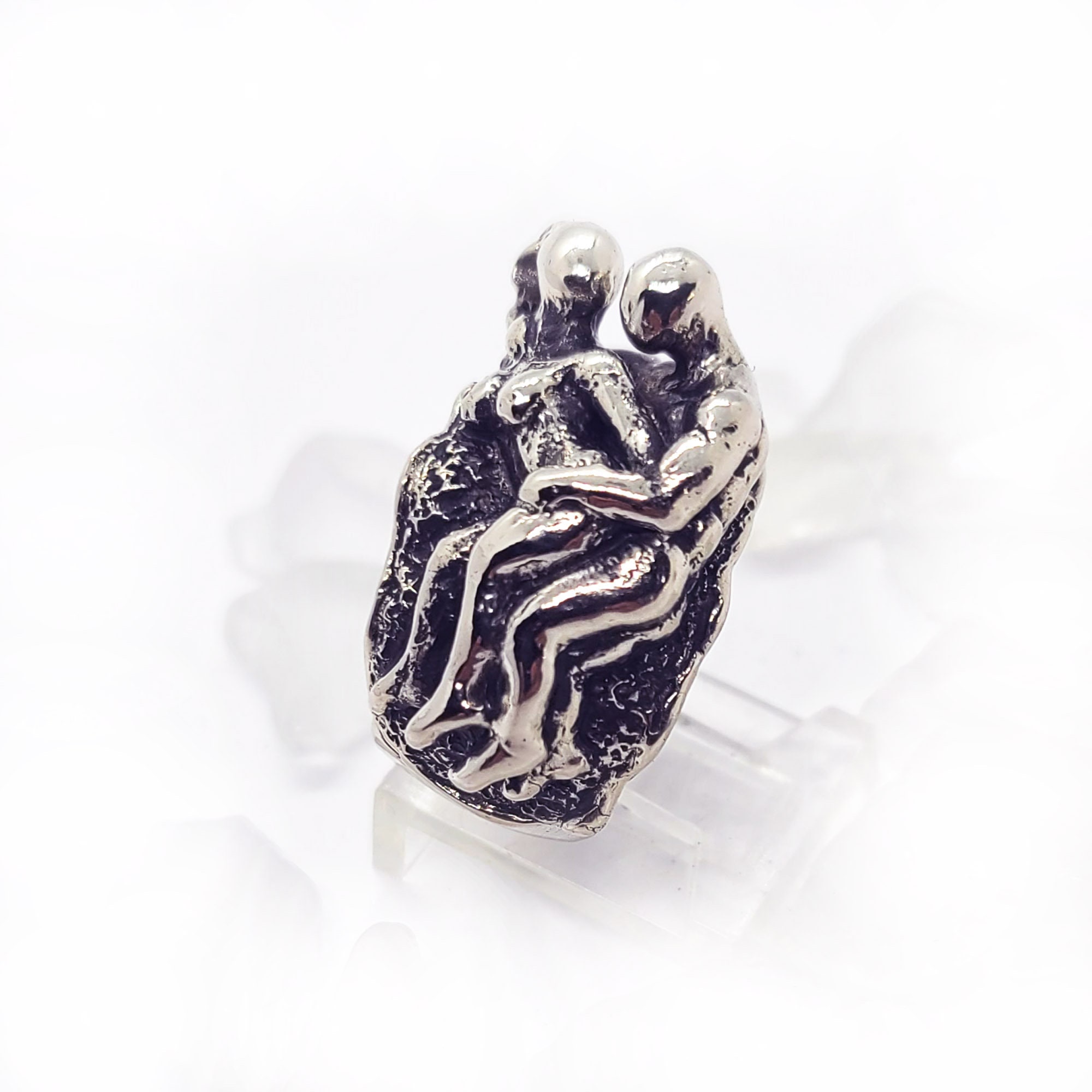 Sexy Couple Making Love Back Side Position Sterling Silver Erotic Ring ...