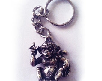 Monkey Keychain, Handforged Iron, Monkey Key Ring, Iron Key Chain ...
