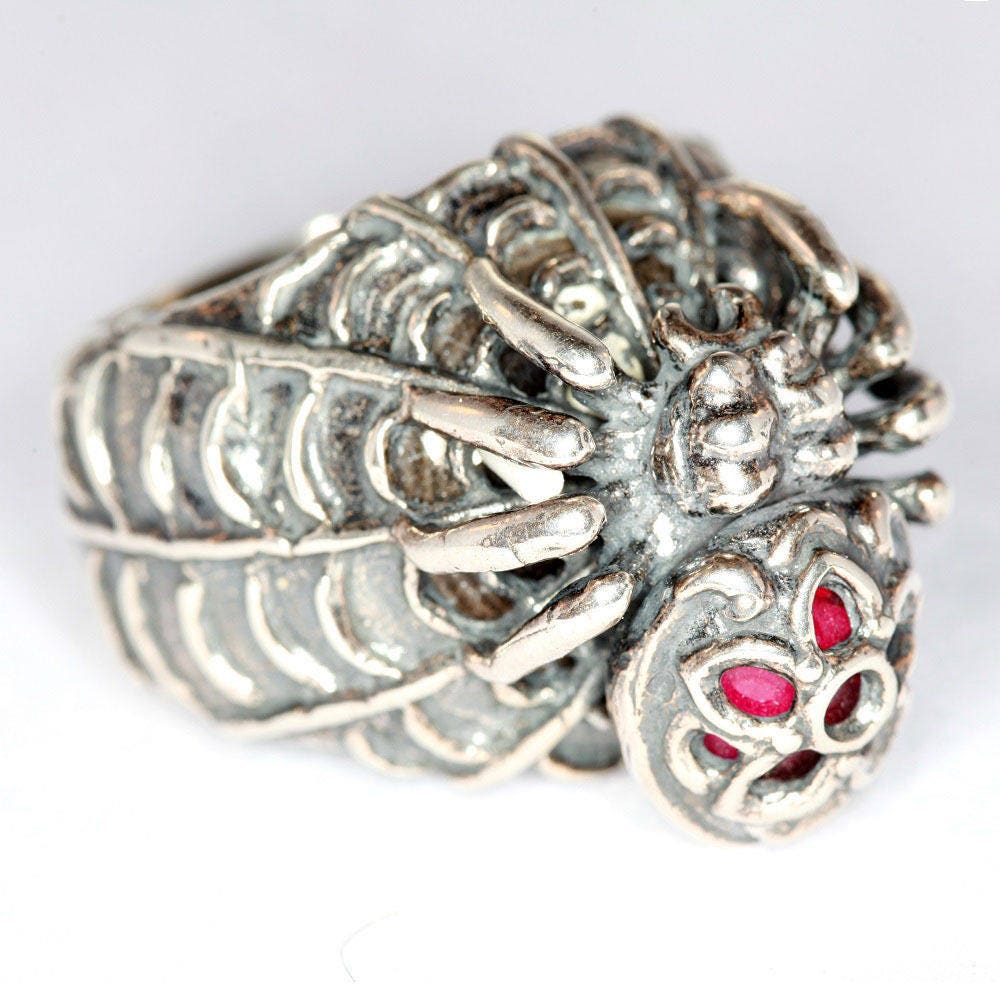 Black Widow Sterling Silver Ring - Etsy