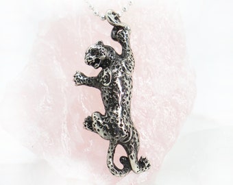 Silver Cheetah Necklace Sterling Silver Cheetah Charm on a Delicate ...