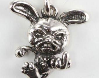 Wonder Personalized Fine Silver Rabbit and Flowers Pendant - Etsy