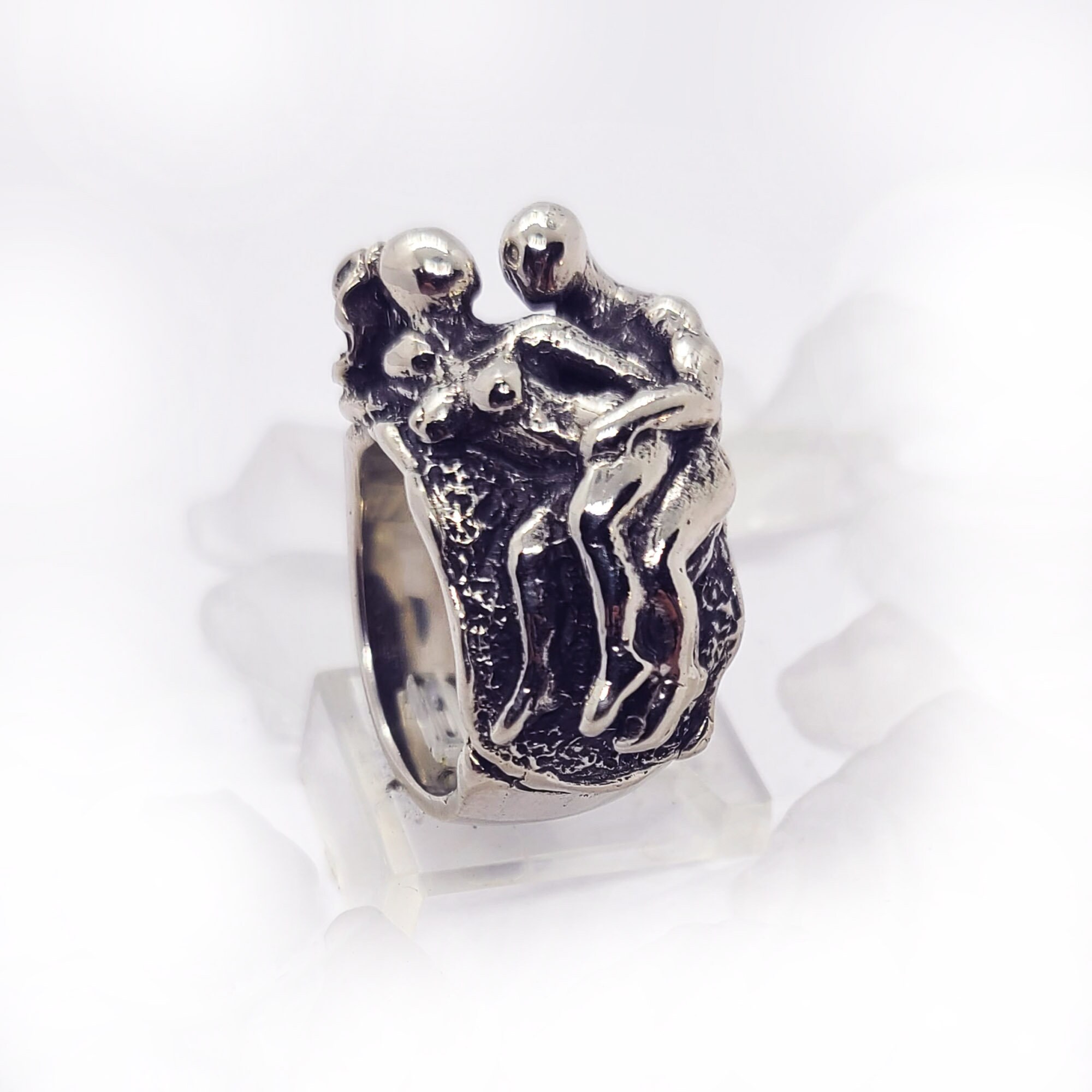 Sexy Couple Making Love Back Side Position Sterling Silver Erotic Ring ...