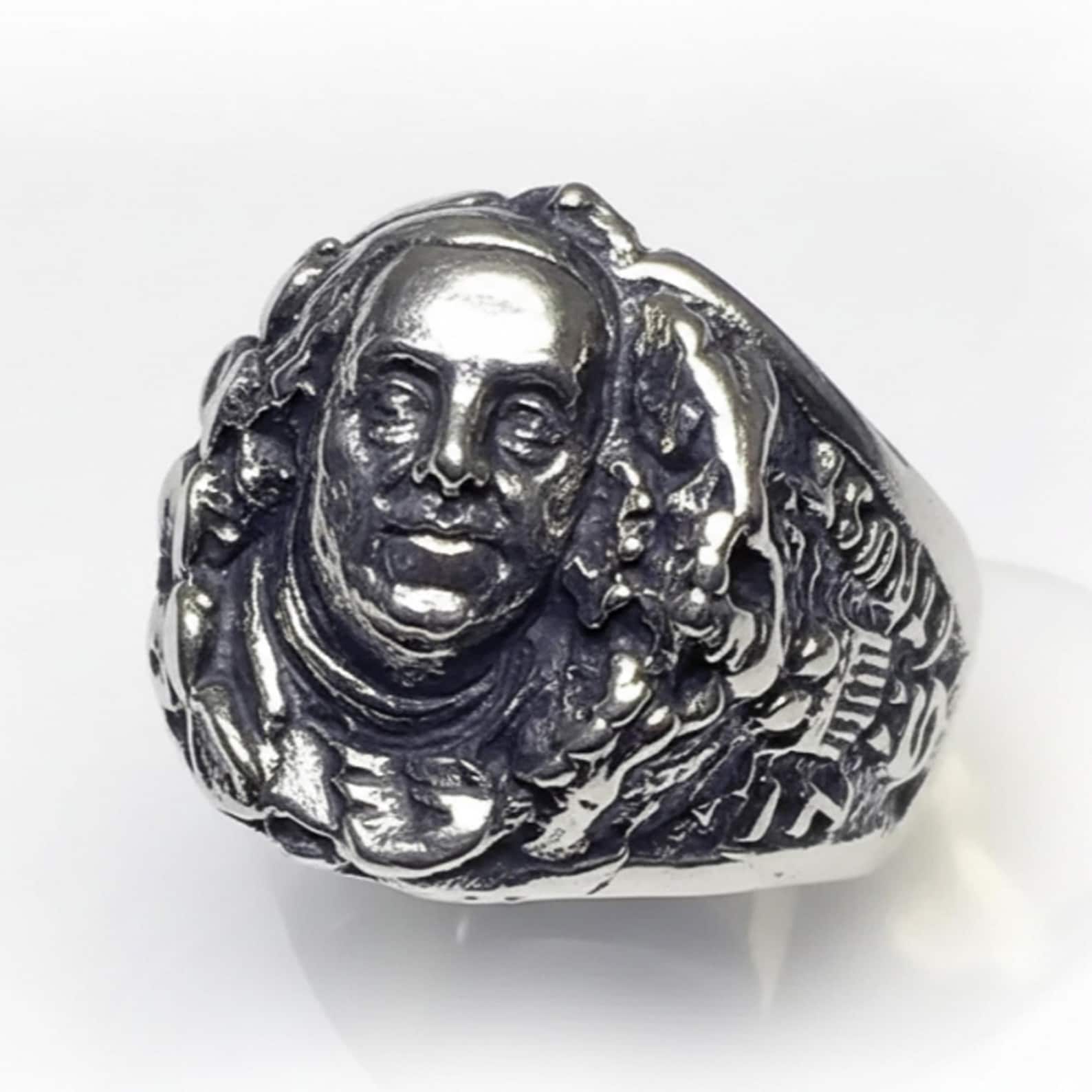 Benjamin Franklin "in Money I Trust" Silver Ring - Etsy