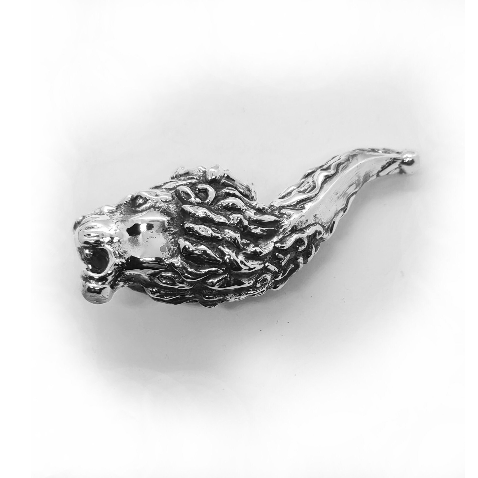 Lion Head Unique Smoking Silver Pipe. Art Handmade Cute - Etsy