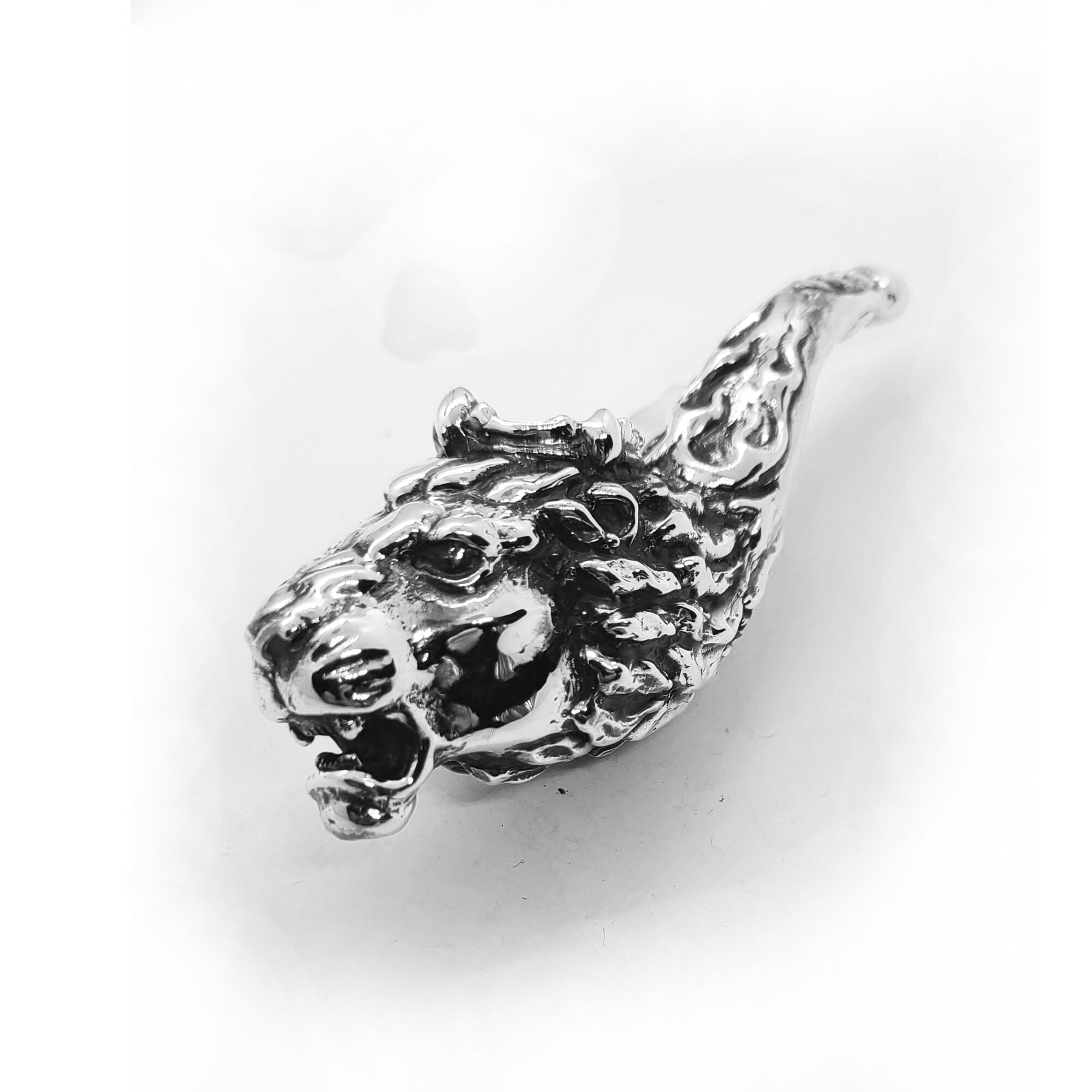 Lion Head Unique Smoking Silver Pipe. Art Handmade Cute - Etsy