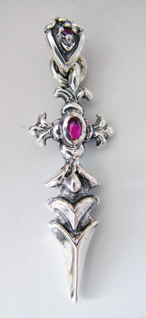 Cross Dagger Silver Pendant | Etsy