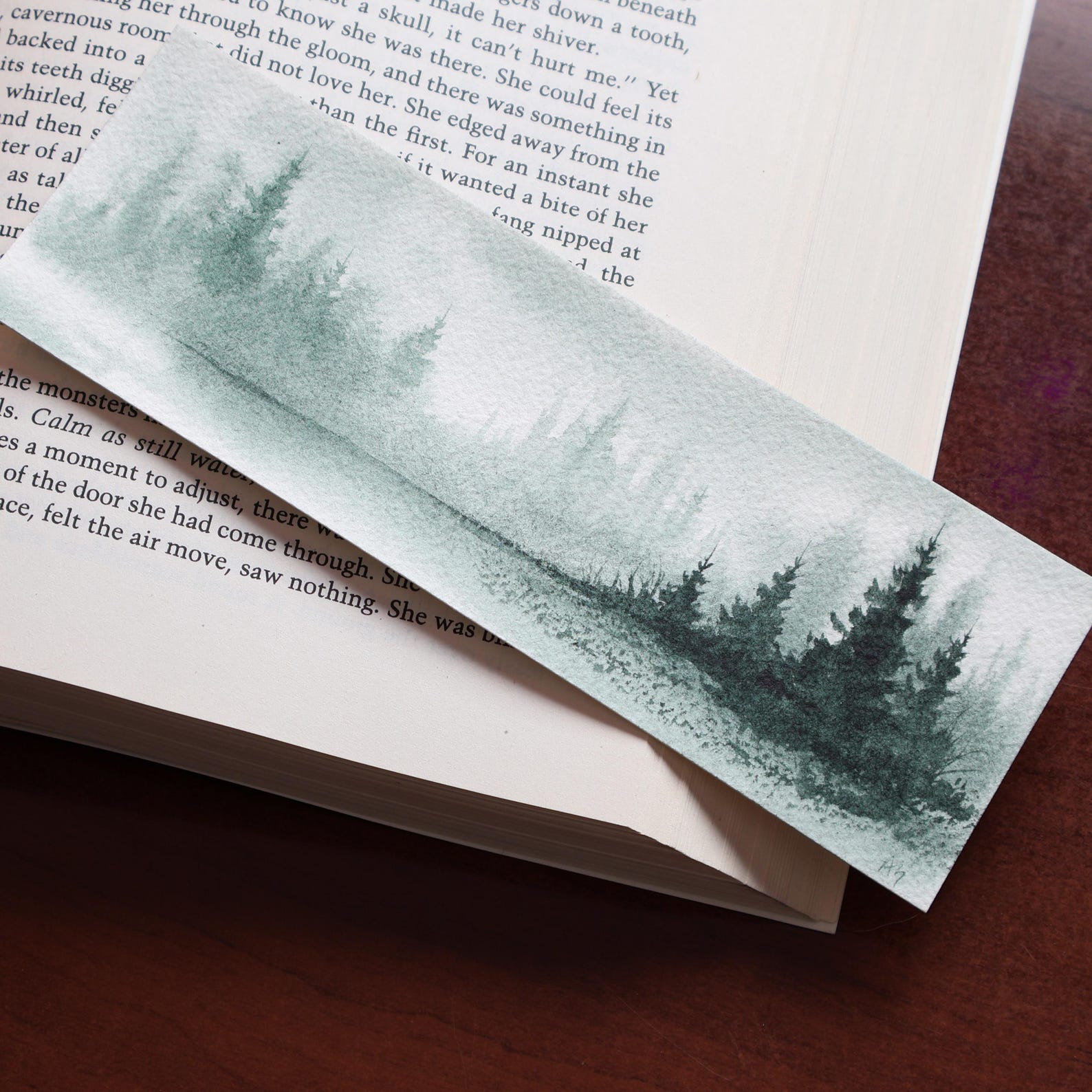 Misty Forest Hand Painted Bookmark Original Watercolor Painting ...