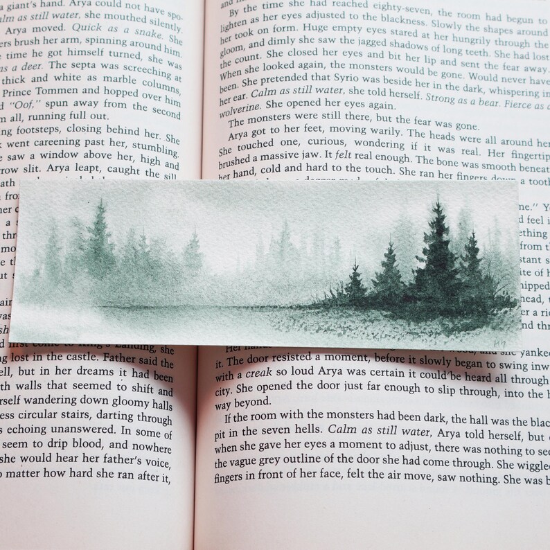 Misty Forest Hand Painted Bookmark Original Watercolor Painting ...