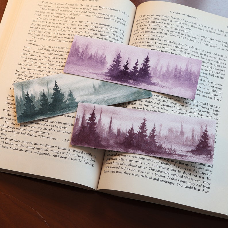 Misty Forest Handmade Bookmarks | Watercolor Bookmark Set | Printed Art ...