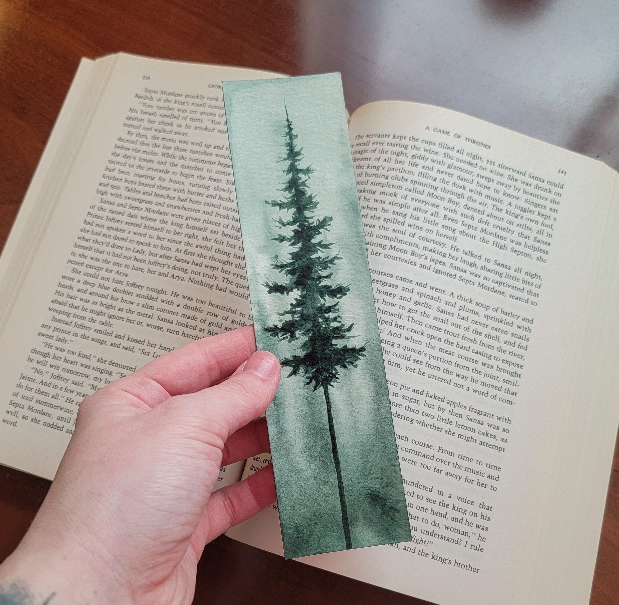 OOAK Deep Green Hand Painted Watercolor Bookmark Rustic Vintage Style ...