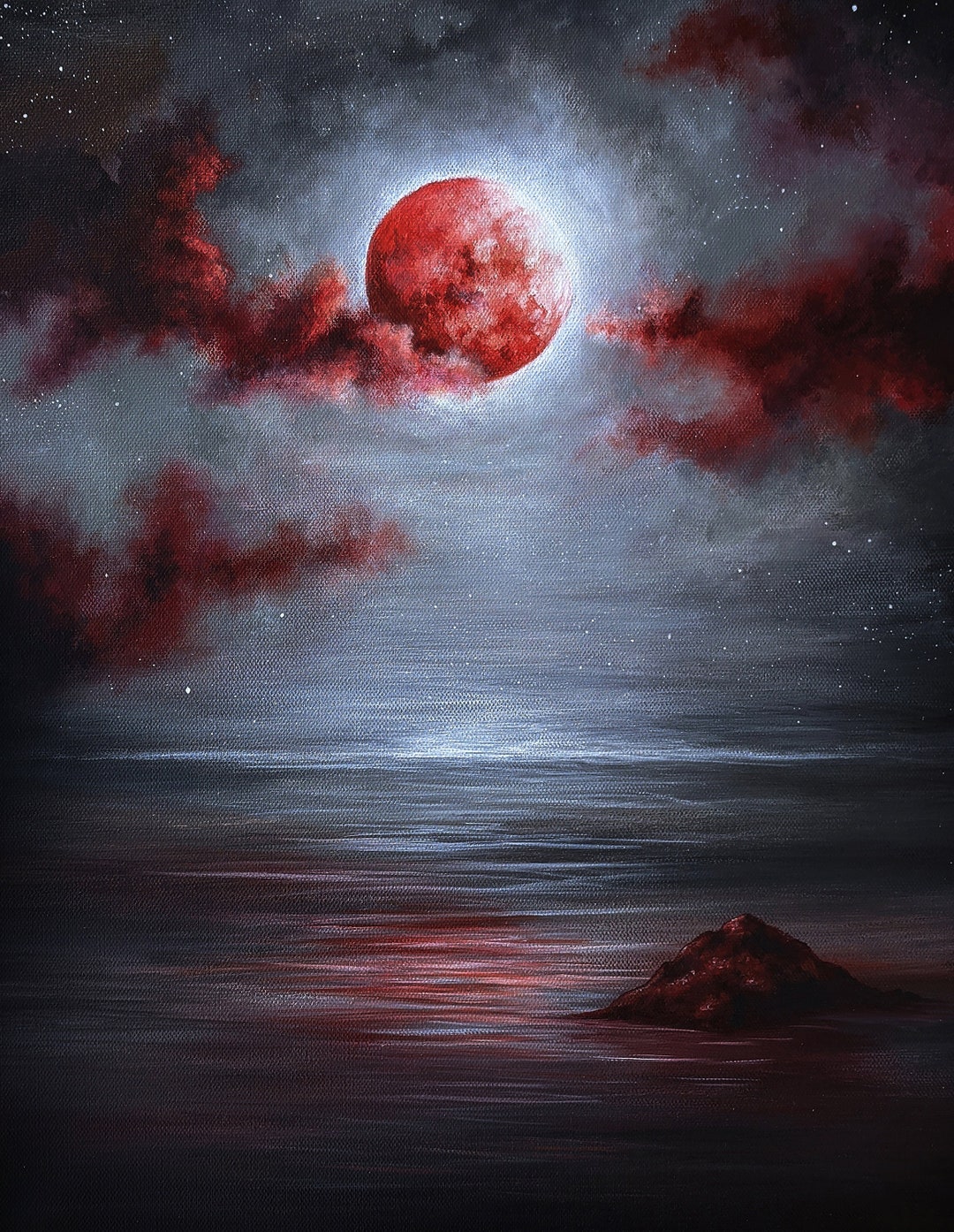 8x10 Blood Moon Art Print Witchy Moon Witchcore Decor - Etsy