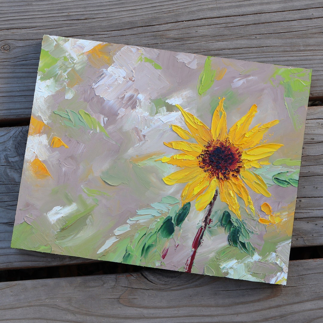 Whimsy Flower 8x10 Original Oil Palette Knife Painting Sunflower ...