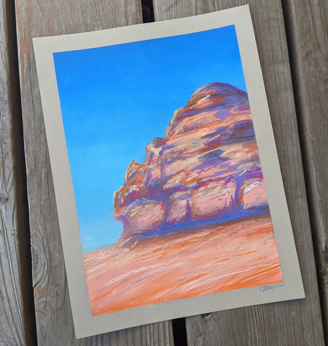 Red Rock in Pastel 9x12 Original Oil Pastel Landscape Painting ...
