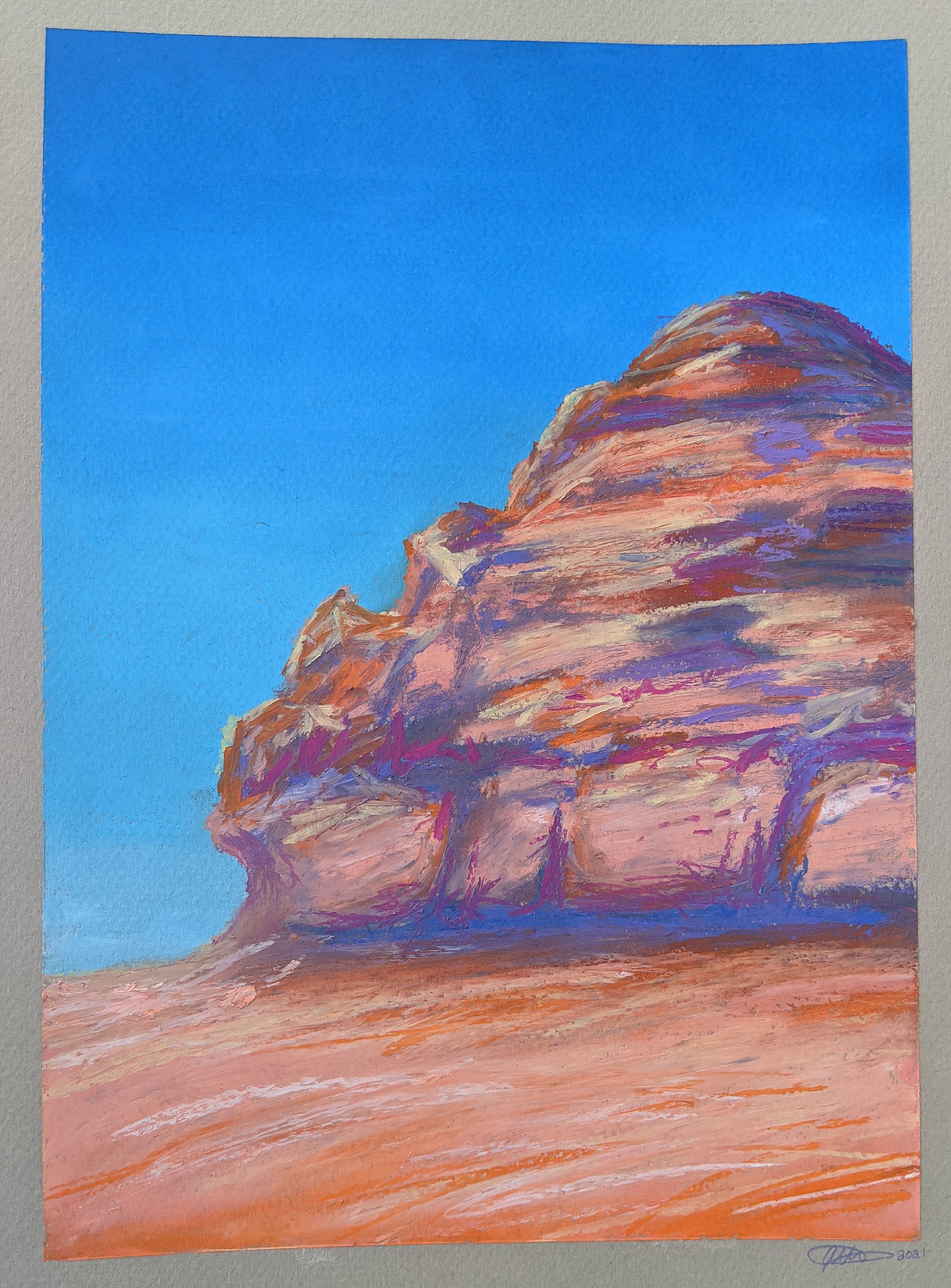Red Rock in Pastel 9x12 Original Oil Pastel Landscape Painting ...
