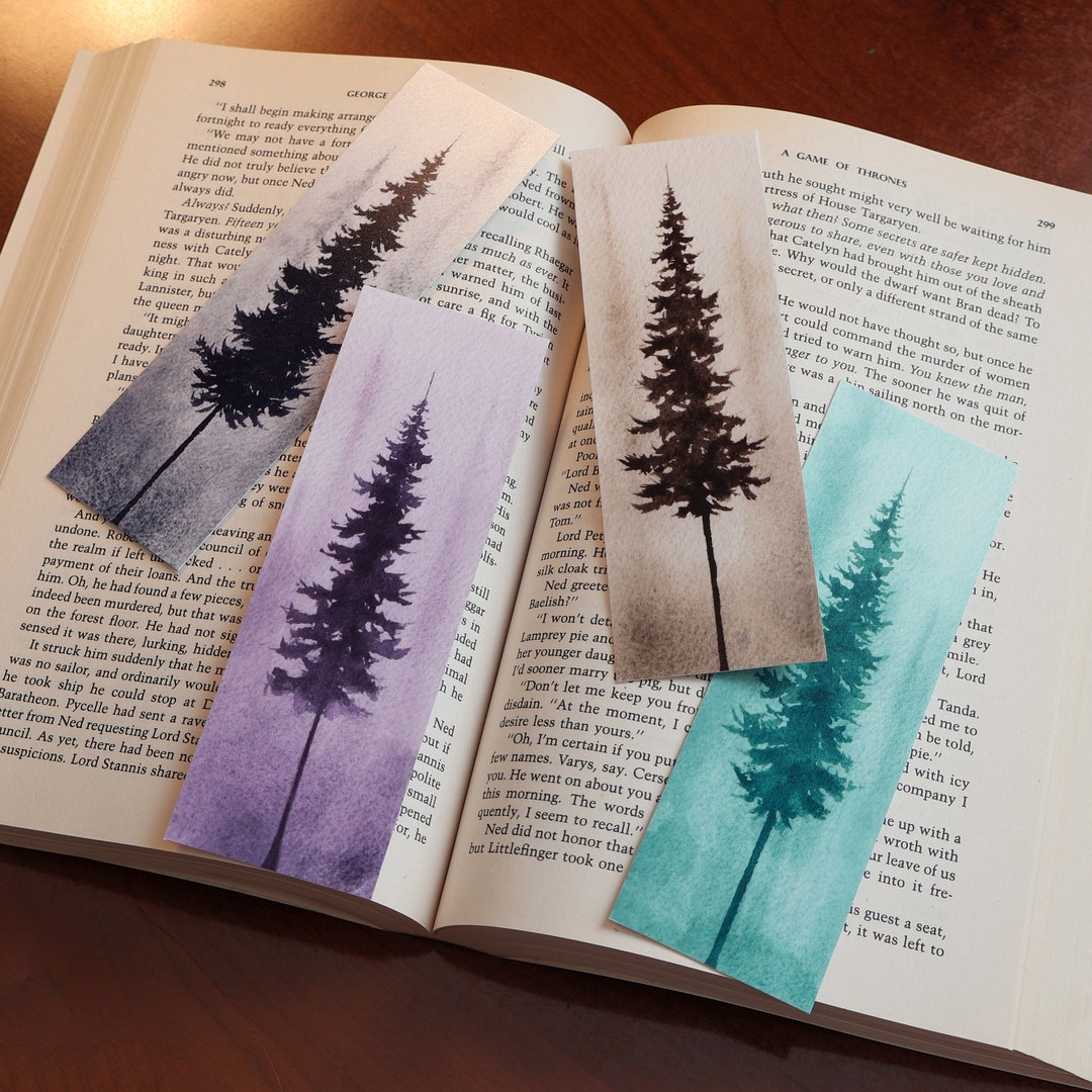 Watercolor Bookmark Set Watercolor Tree Handmade Bookmarks Printed Art ...