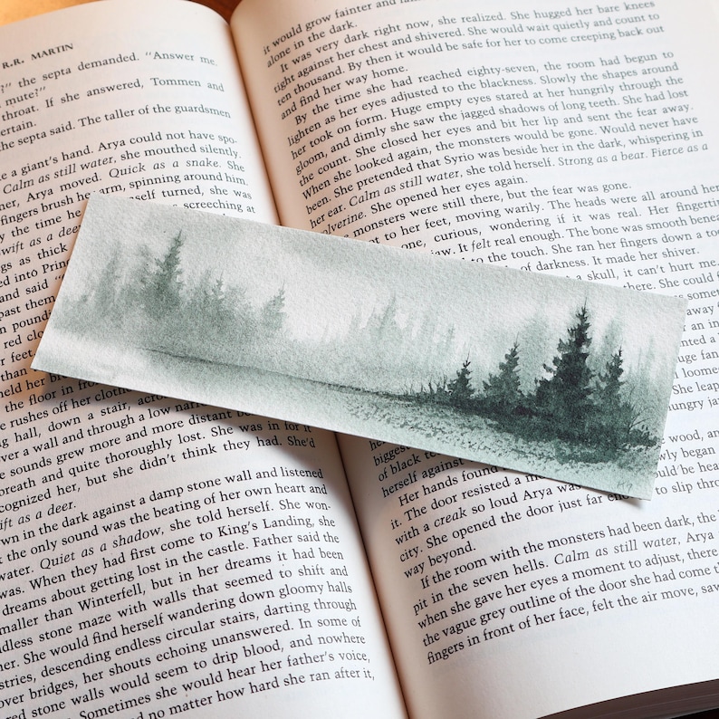 Misty Forest Hand Painted Bookmark Original Watercolor Painting ...