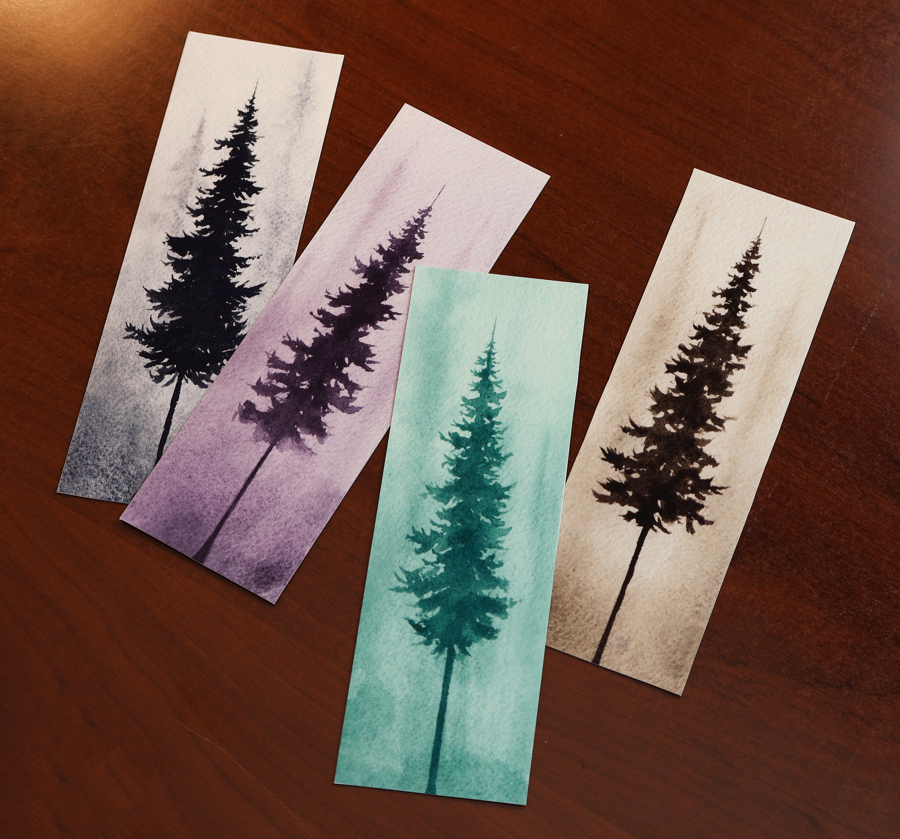 Watercolor Tree Handmade Bookmarks Watercolor Bookmark Set Printed Art ...
