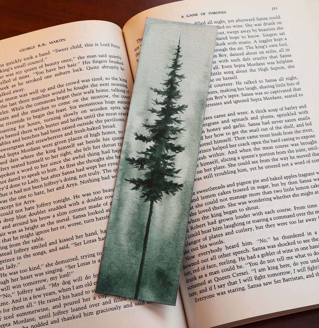 OOAK Deep Green Hand Painted Watercolor Bookmark | Rustic Vintage Style ...