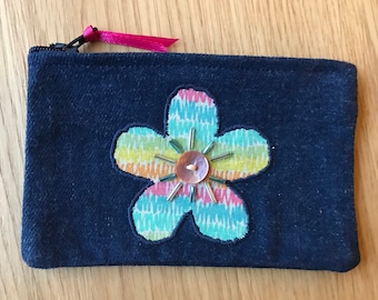 Denim Small Pouches Recycled Denim Coin Purse Zipper Small - Etsy