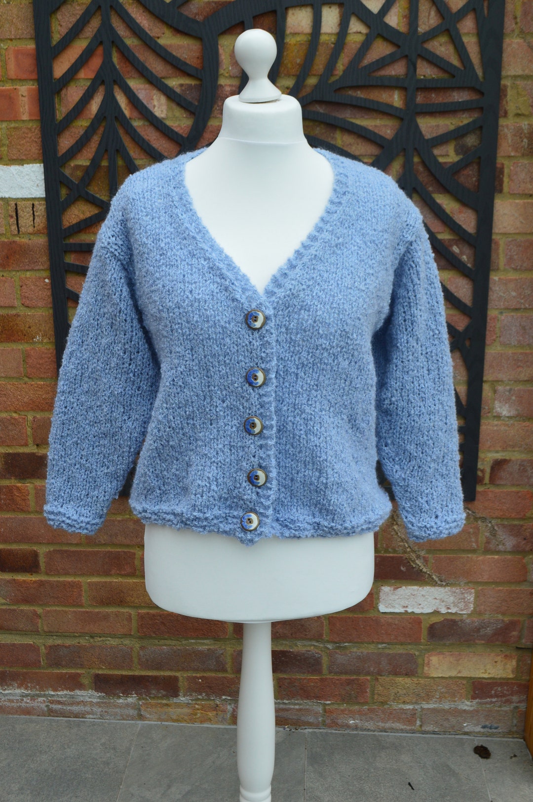 Pale Blue Knitted Jacket - Etsy