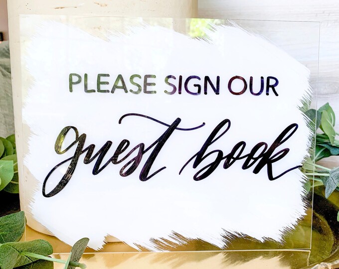Guestbook Sign, Modern Acrylic Guest Book Sign, Wedding Guestbook Sign ...