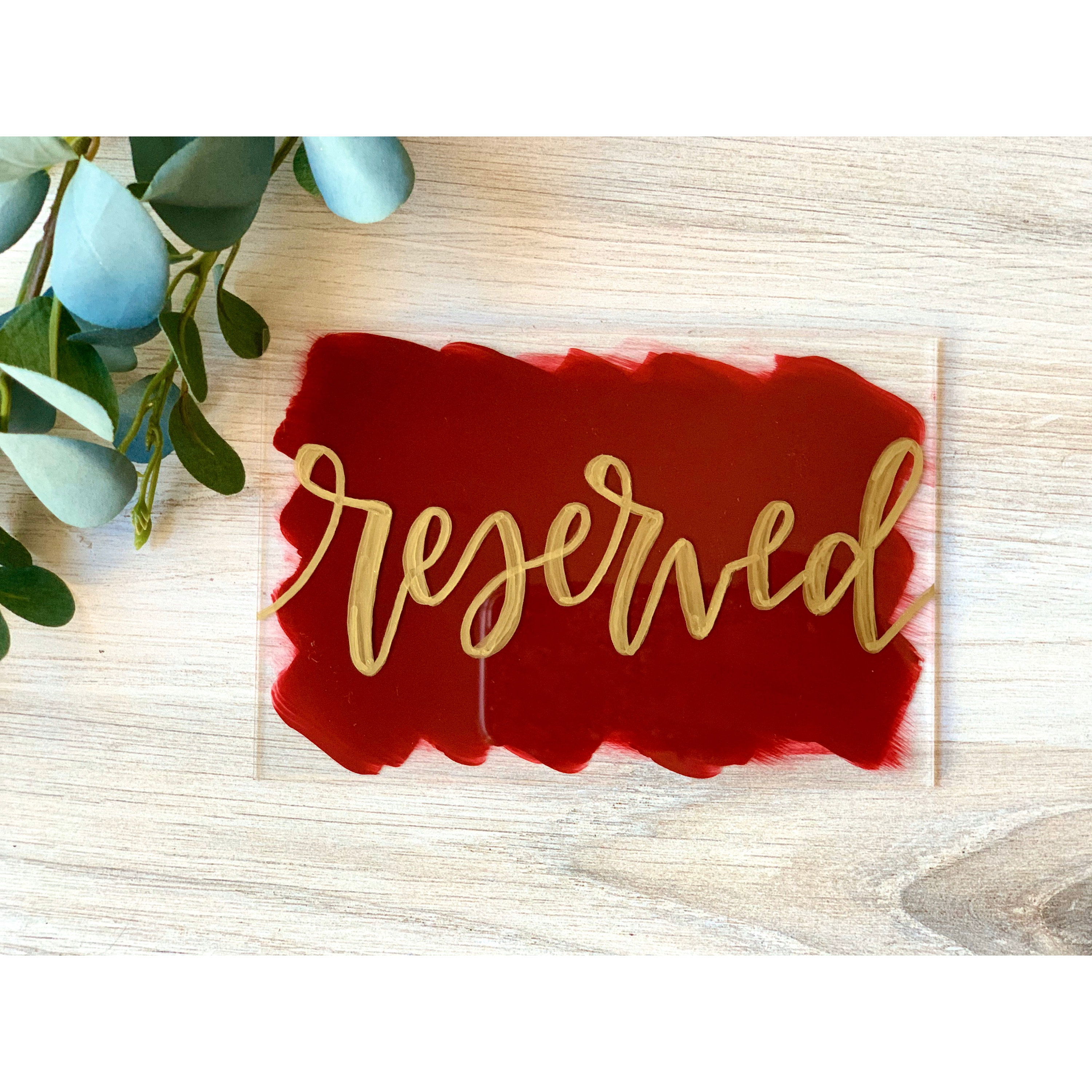 Reserved Sign Reserved Acrylic Sign Acrylic Reserved Sign | Etsy