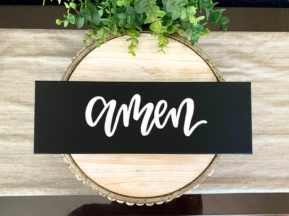 Amen Sign Amen Hand Lettered Sign Farmhouse Decor | Etsy