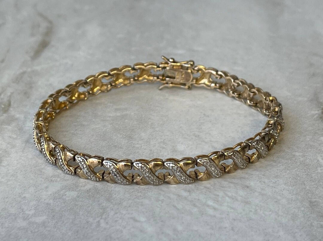 Ross Simons Vintage Two Tone Sterling Silver Link Bracelet - Etsy