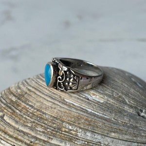 Vintage Signed JC Sterling Silver Pear Shape Blue Turquoise Ring - Etsy
